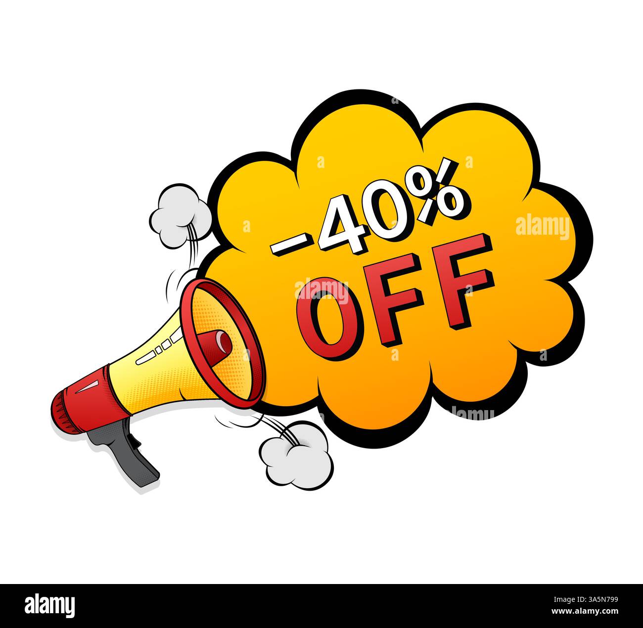 40 percent off. Comic illustration. Discount tag. Percent sign. Vector ...