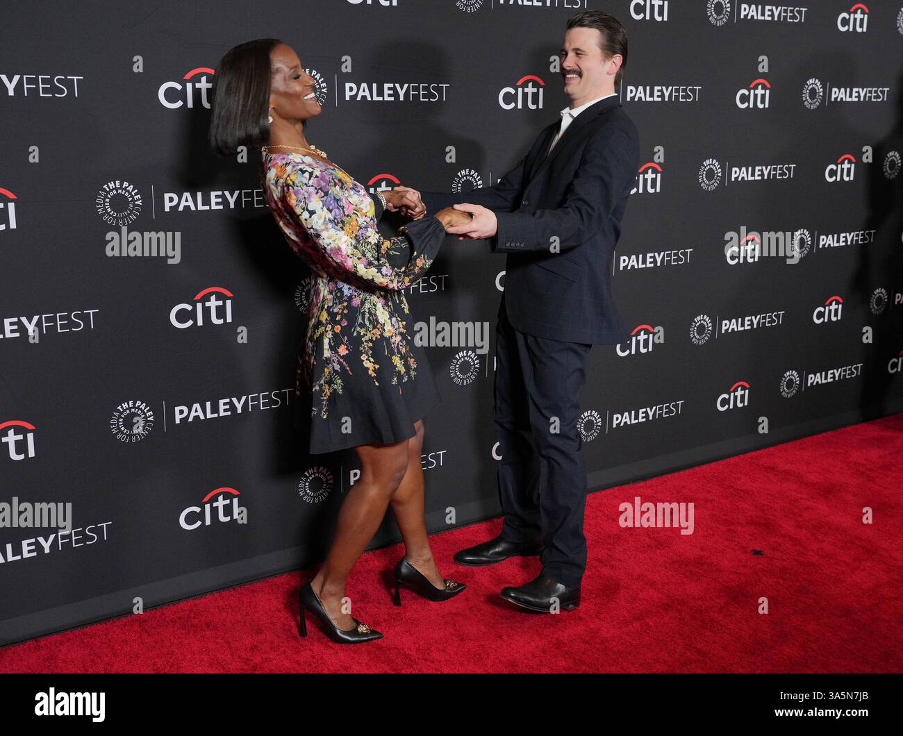 (L-R) Skye P. Marshall and Jason Ritter at the PaleyFest LA 2025 ...