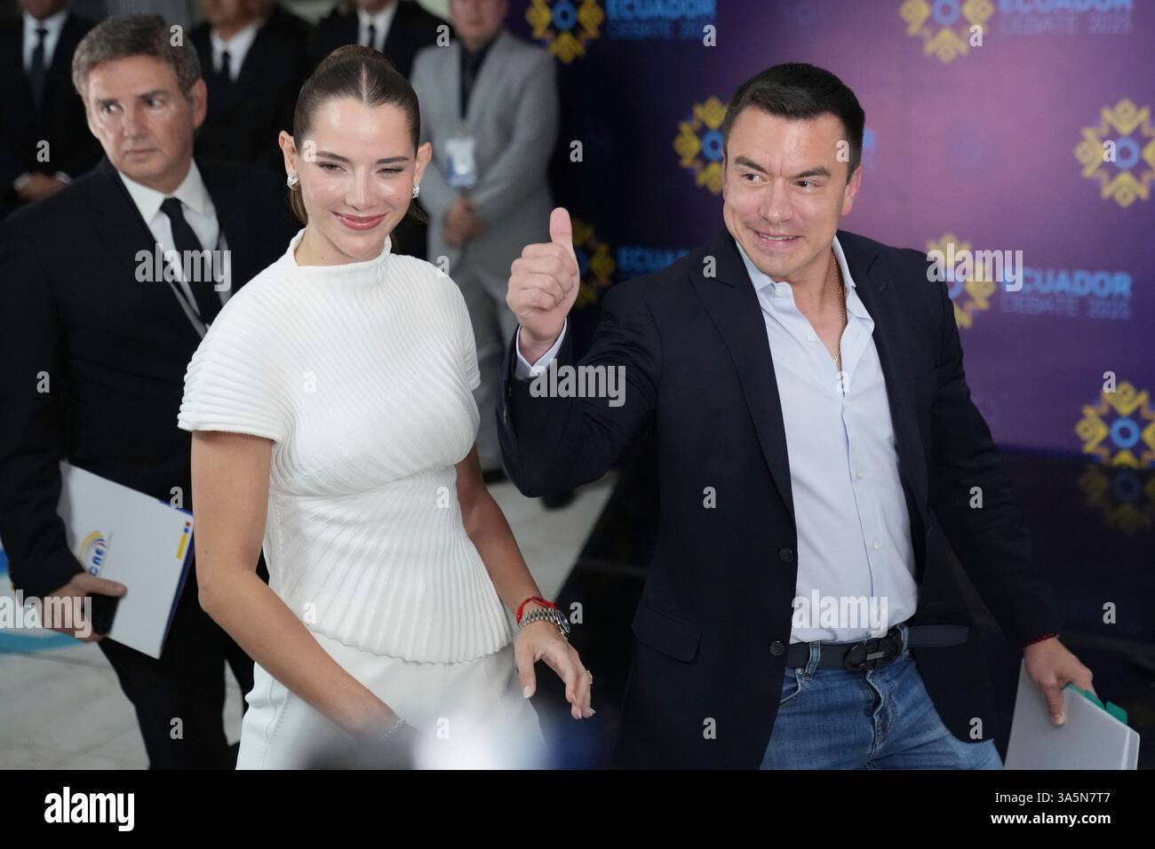 Incumbent presidential candidate Daniel Noboa, of the National ...