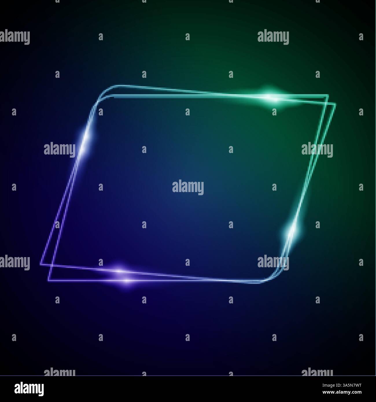 Neon Frame with Glow, and Sparkles. Electronic Luminous Parallelograms ...