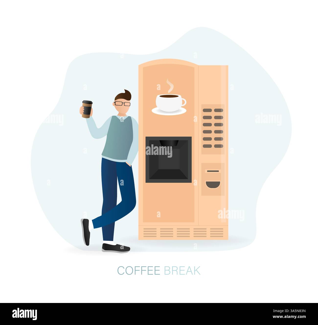 Cartoon character. Coffee break vending machine, great design for any ...