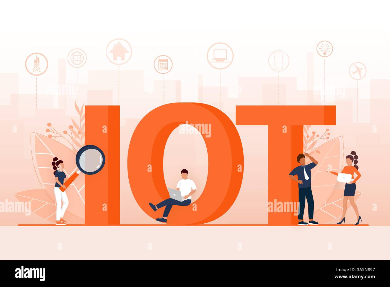 IOT. Internet of things, devices and connectivity concepts on a network ...
