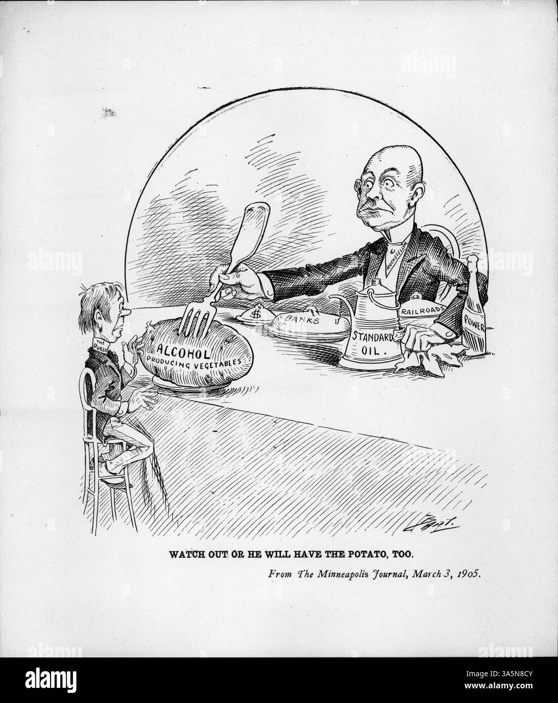 A political cartoon referencing John D. Rockefeller’s influence over ...