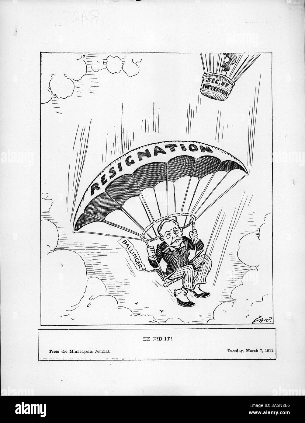This political cartoon depicts secretary of the interior richard hi-res ...