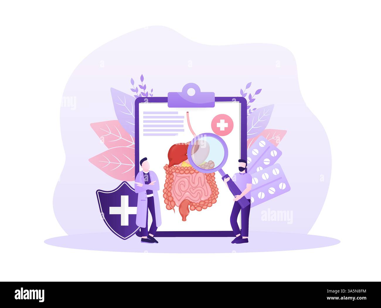 Cartoon digestive system for medical design. Flat vector illustration ...