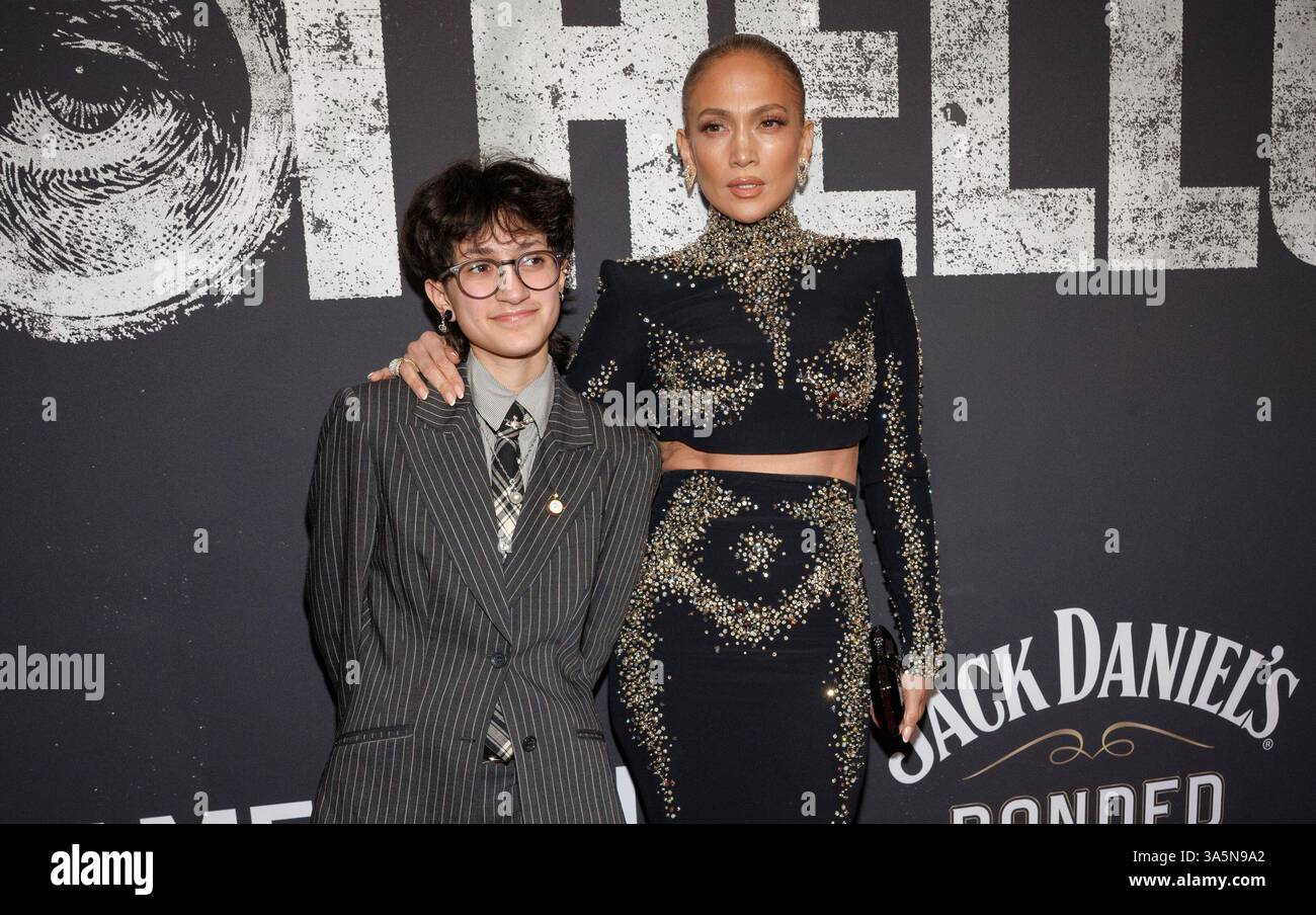 Emme Muñiz, left, and Jennifer Lopez attend the Broadway opening night ...