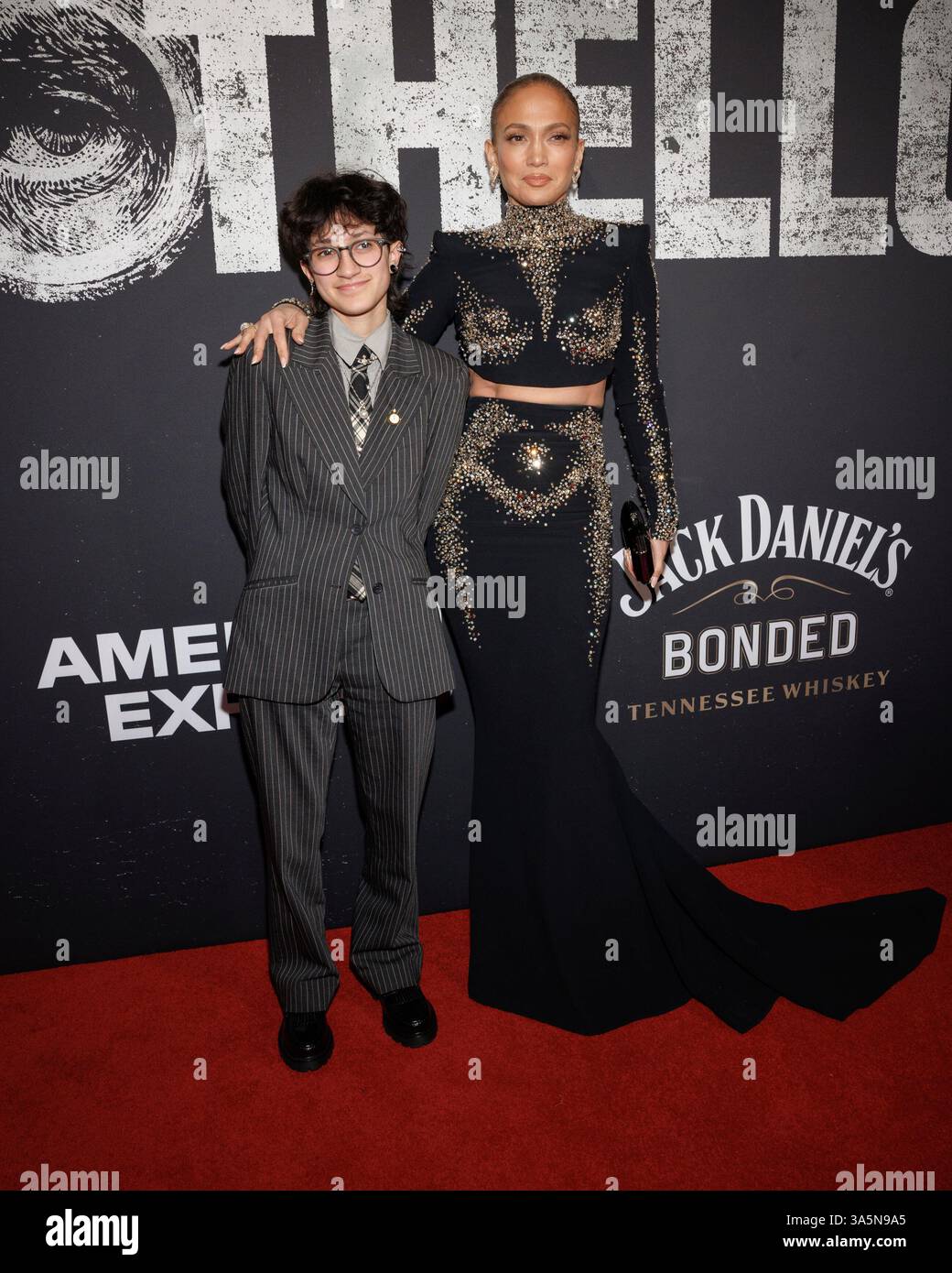 Emme Muñiz, left, and Jennifer Lopez attend the Broadway opening night ...