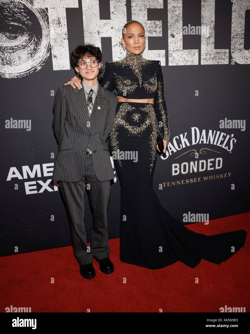 Emme Muñiz, left, and Jennifer Lopez attend the Broadway opening night ...