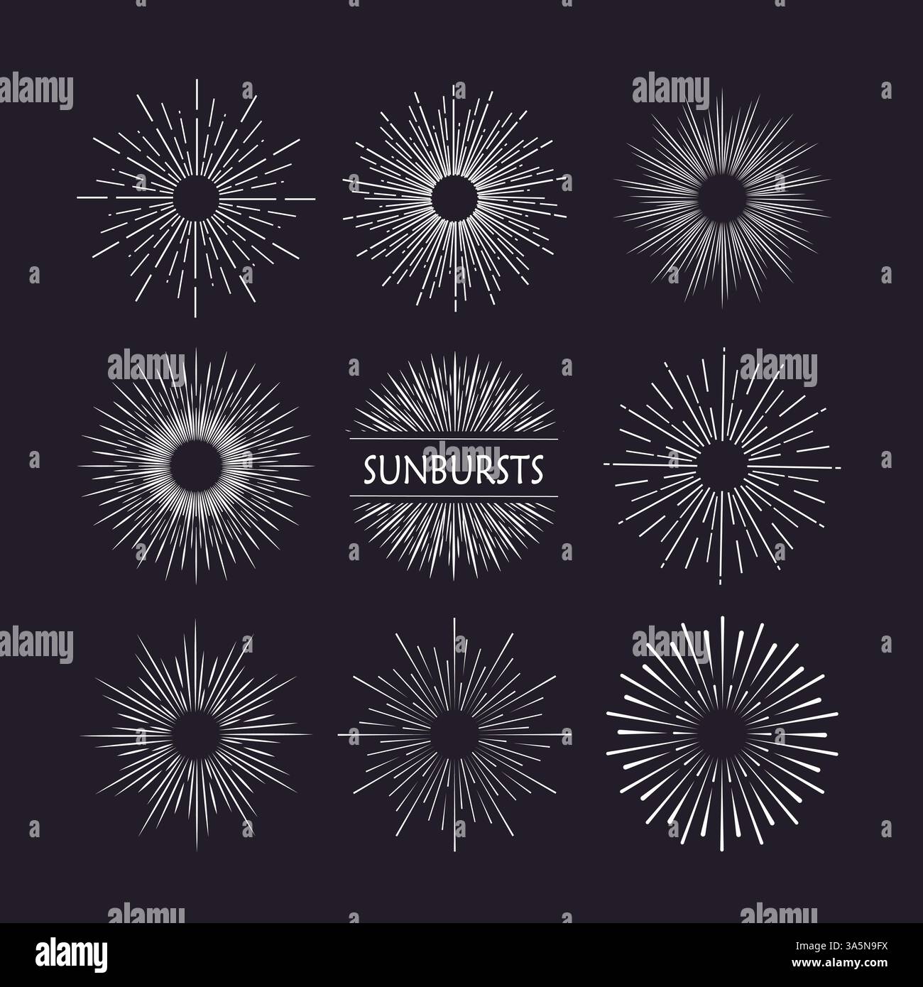 Sunburst in retro style on light background. Starburst label. Light ...