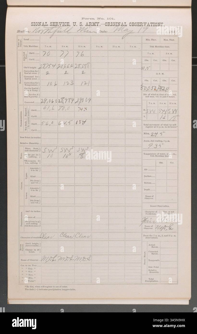 Document daily weather observations hi-res stock photography and images ...