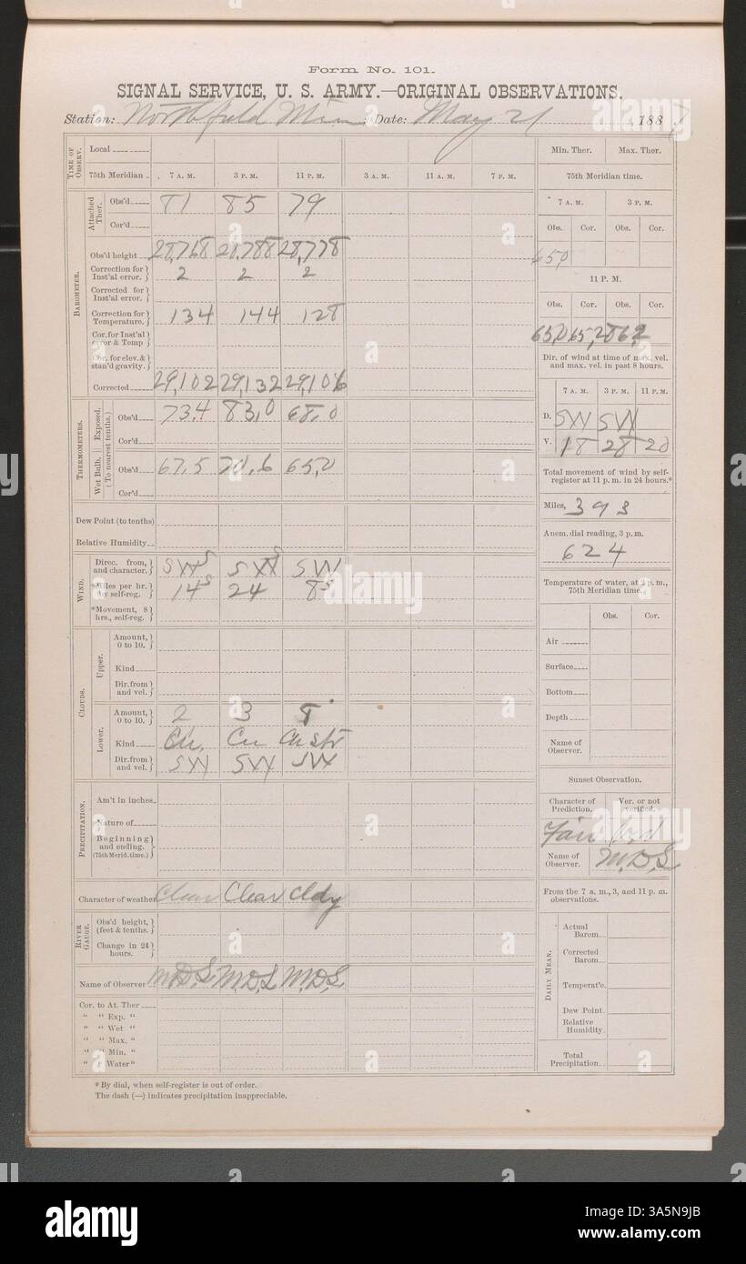 This meteorological record from Carleton College’s May 1887 weather ...