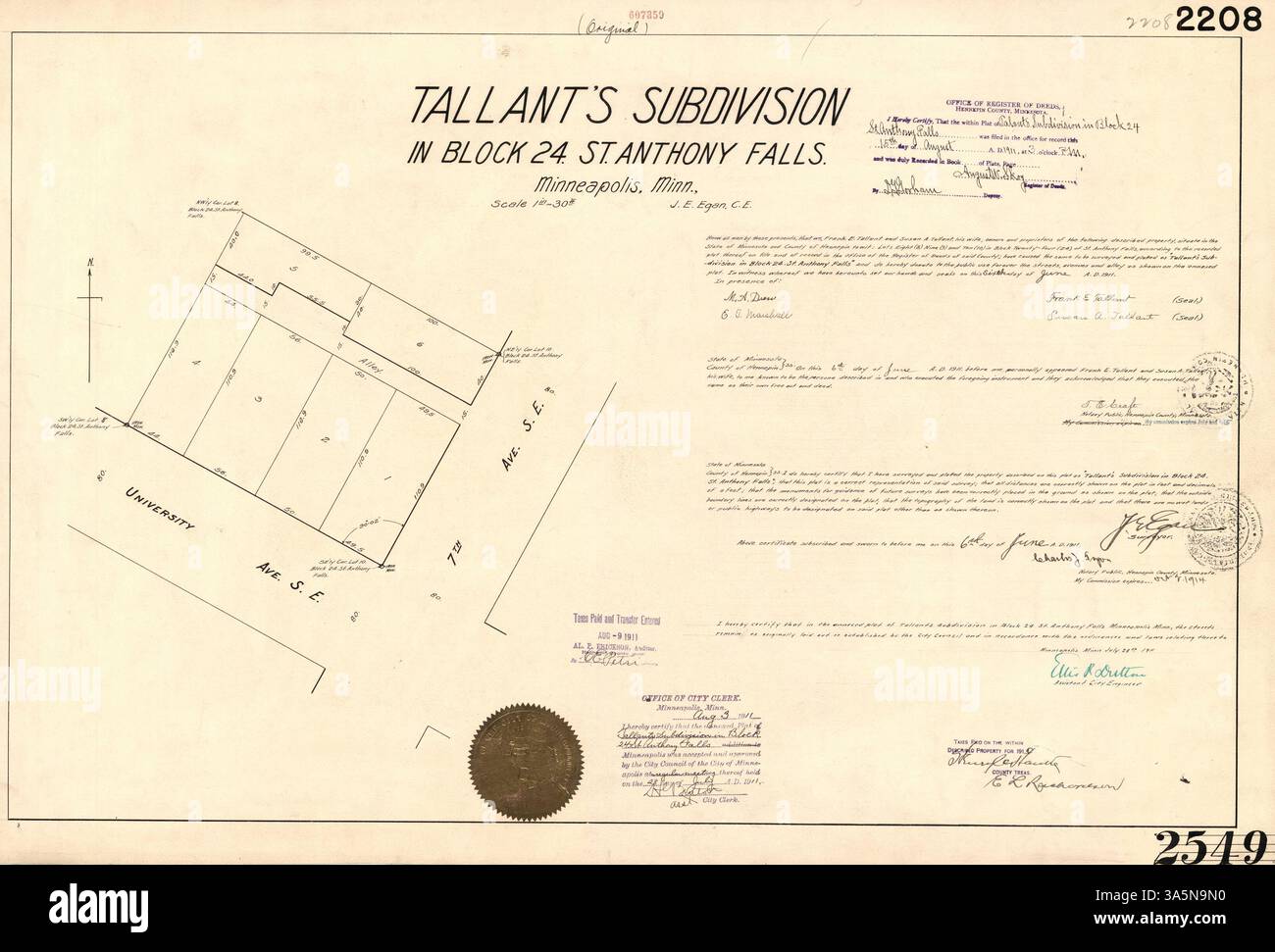 Tallants subdivision in block 24 at st anthony falls hi-res stock ...