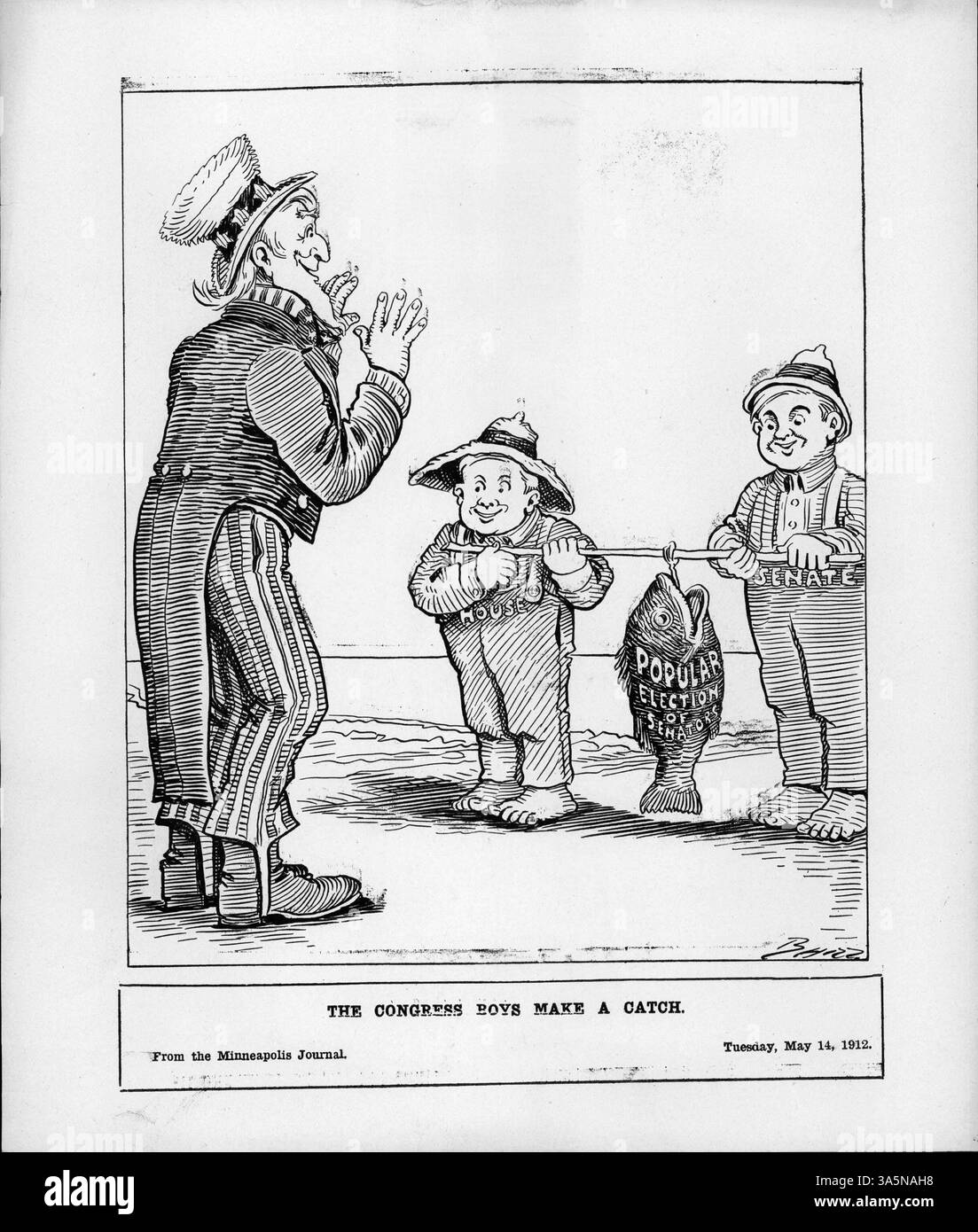 A political cartoon showing two boys labeled House and Senate ...