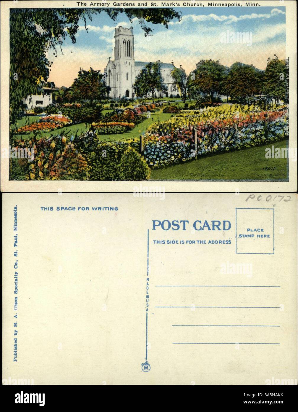 This landscape view depicts the Armory Gardens and St. Mark's Church in ...