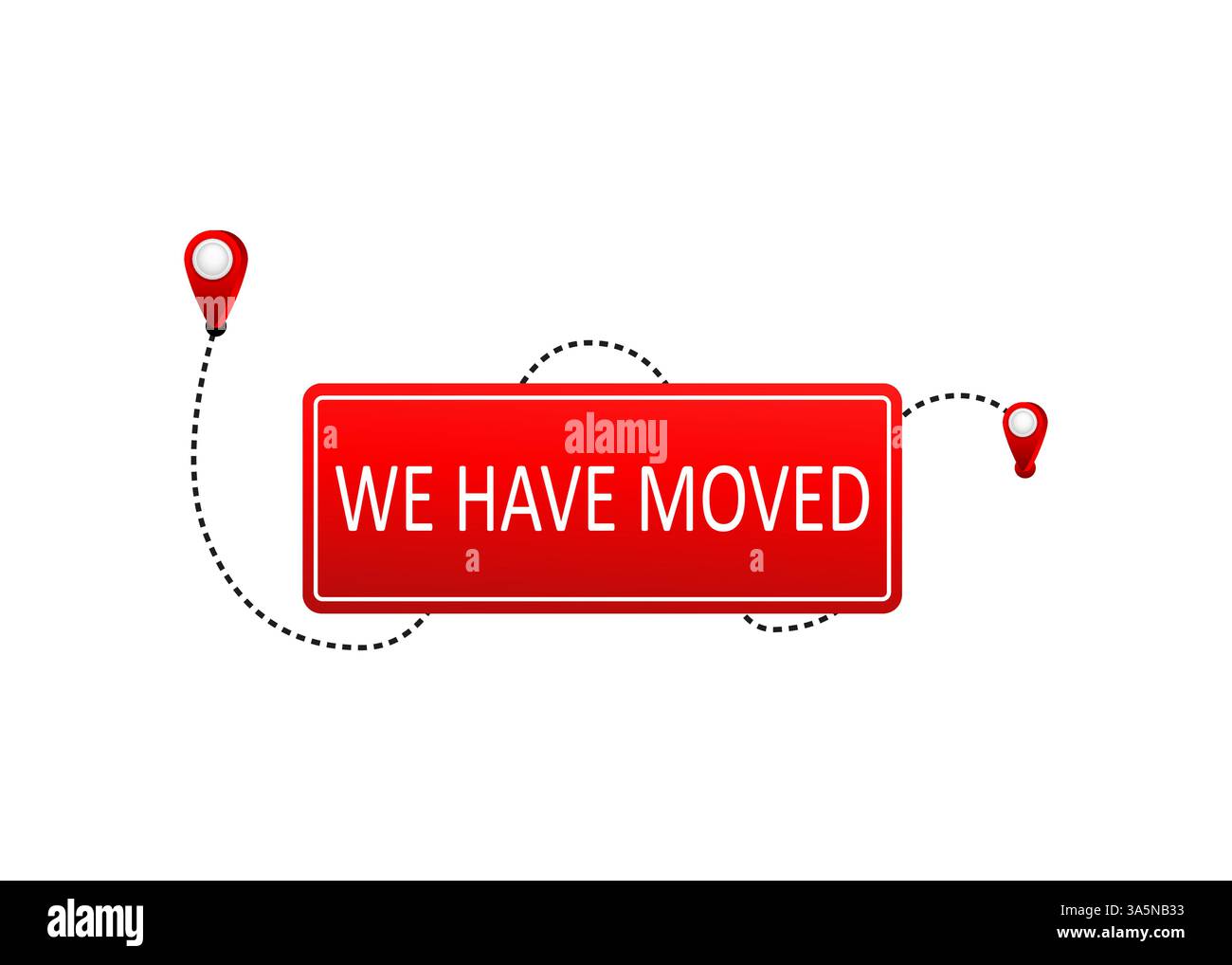 We have moved. Sign in flat style with pin. Vector illustration ...