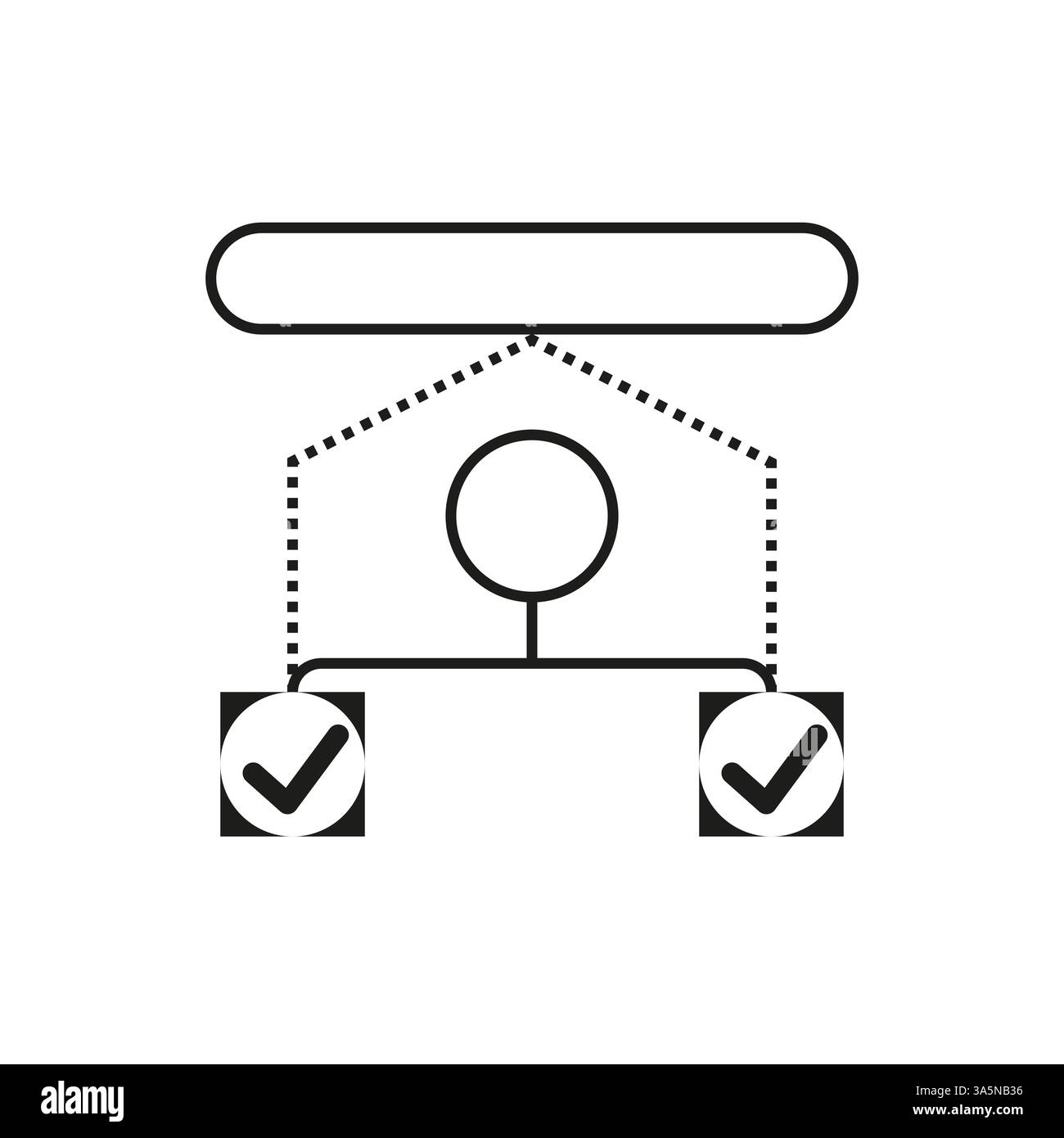 Hierarchy chart icon. Approval structure symbol. Checkmark diagram ...