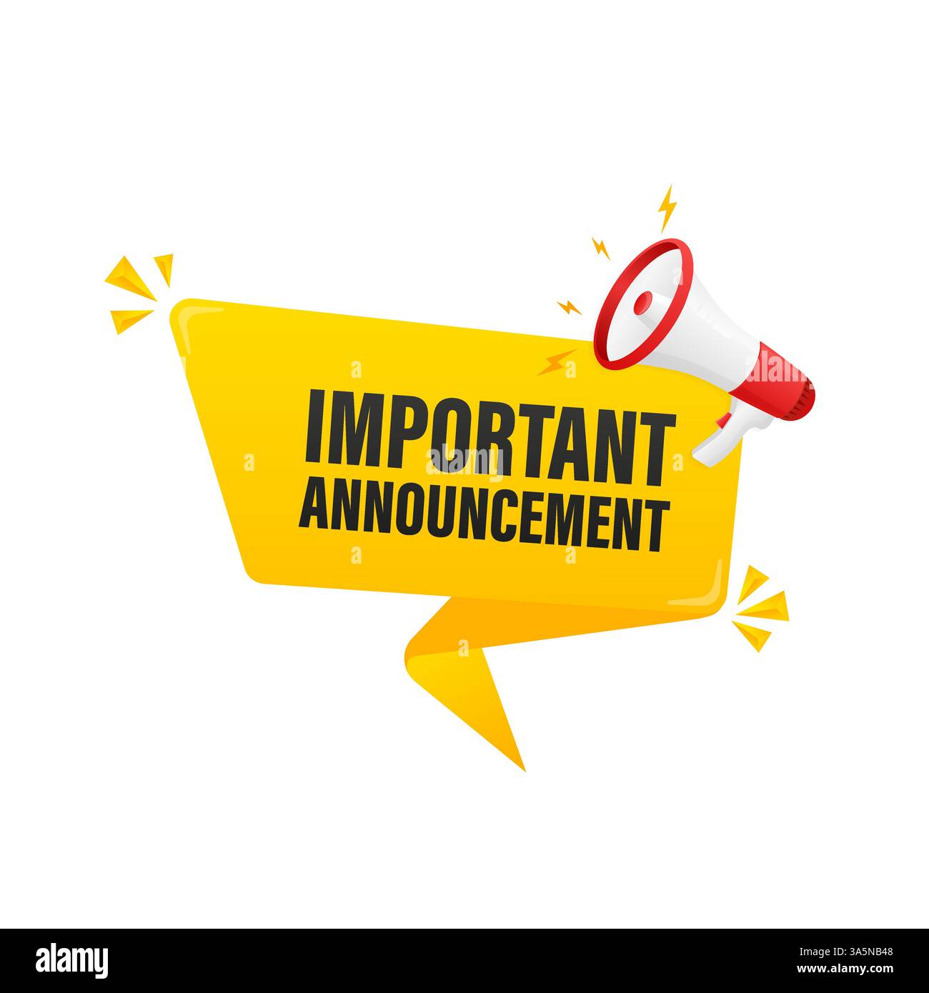 Important announcement megaphone on white background for flyer design ...