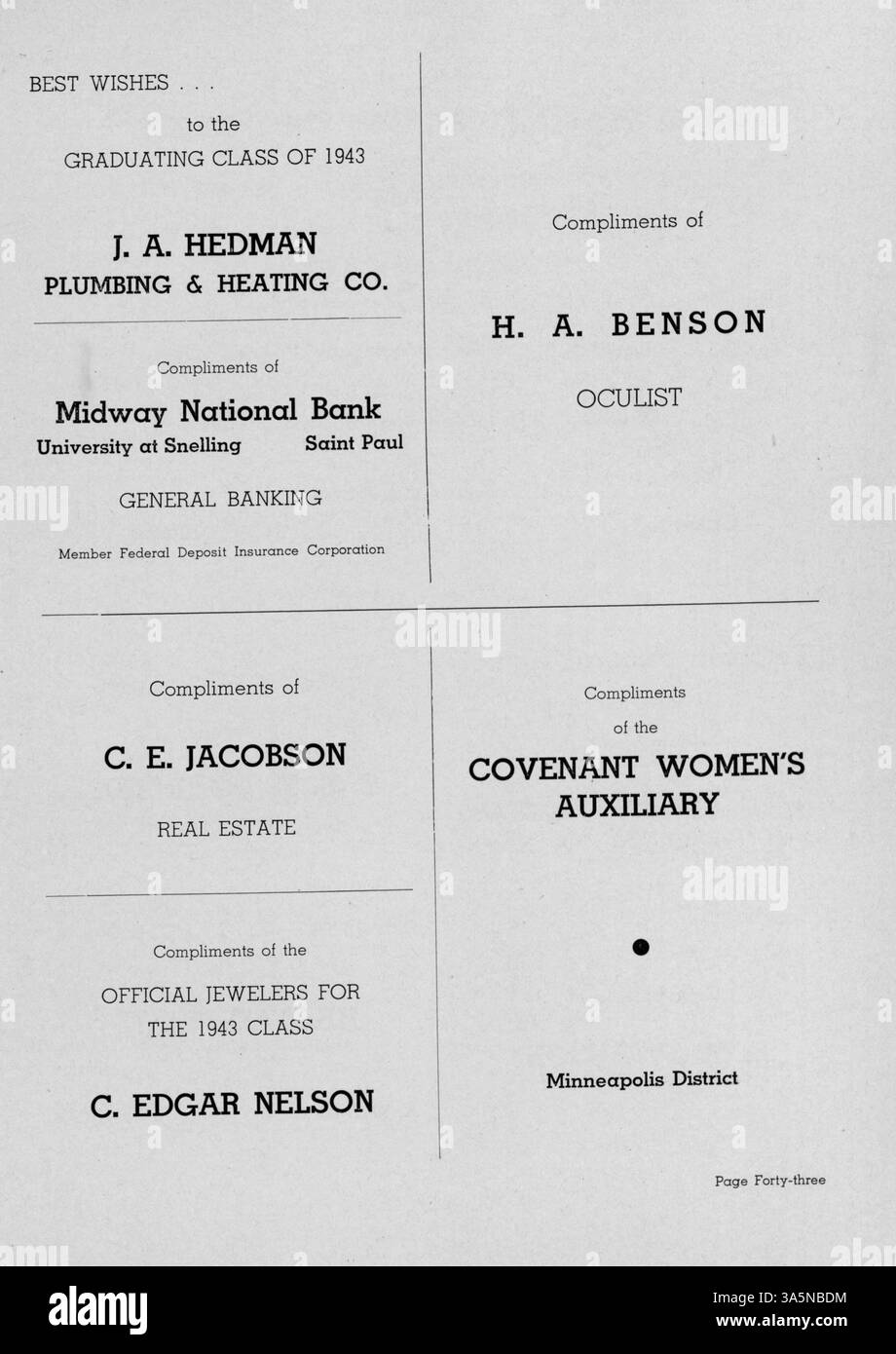 The 1943 'Antler' yearbook from Minnehaha Academy highlights key ...