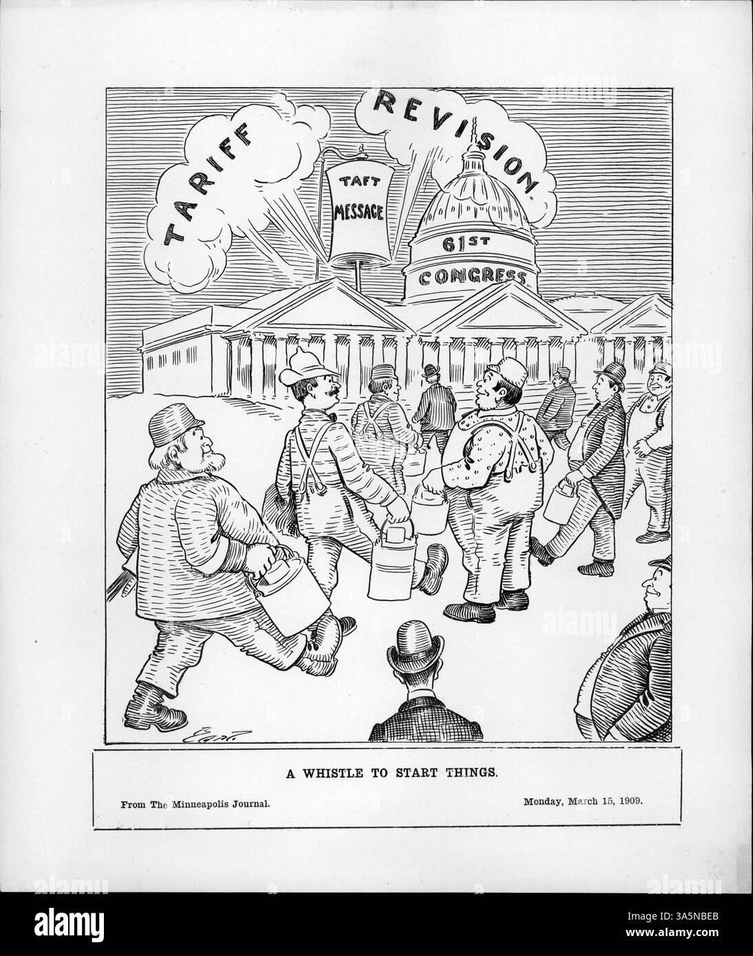 Illustrated with a whistle and several men in the scene hi-res stock ...