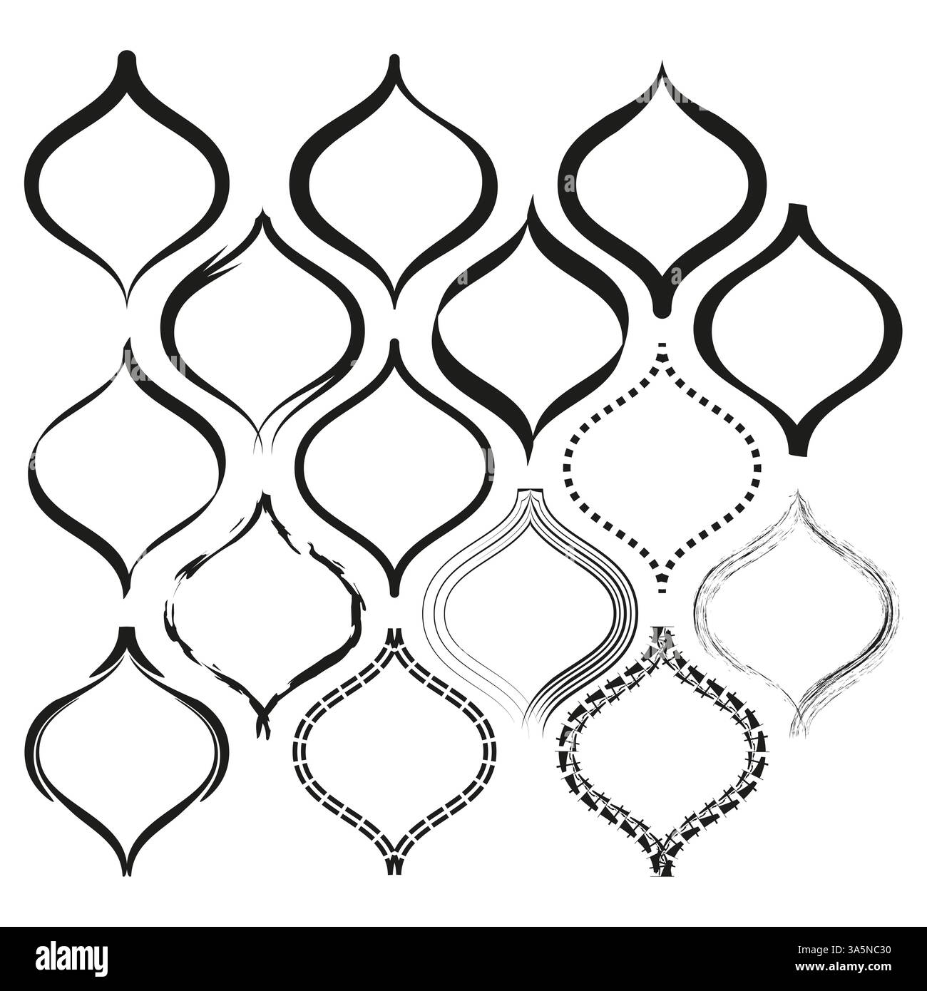 Abstract frame set. Ornamental outline shapes. Decorative border design ...