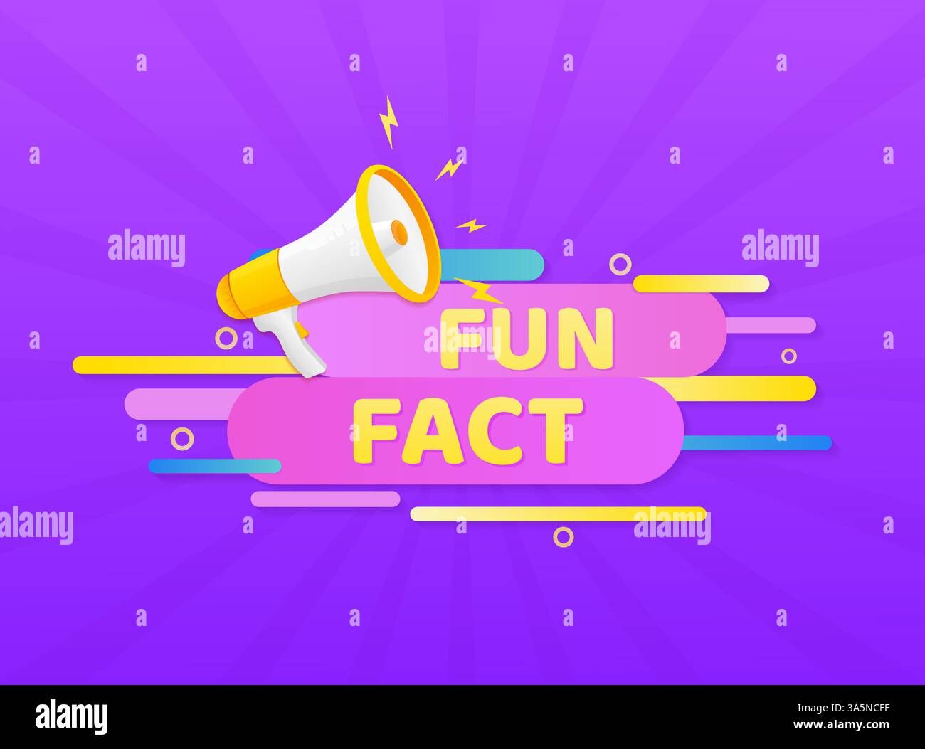 Fun fact. Badge with megaphone icon. Flat vector illustration on white ...