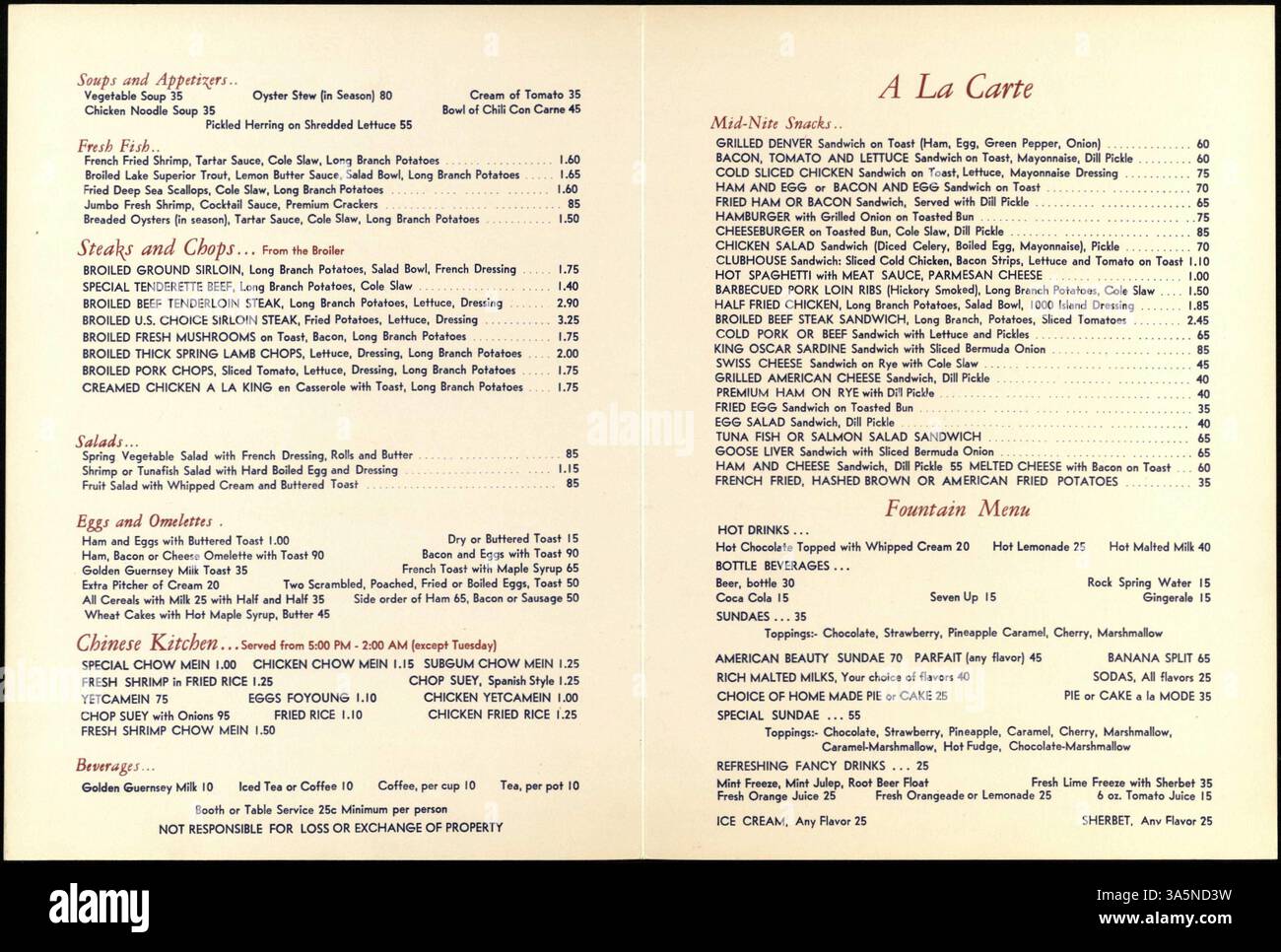The new rainbow cafe menu offers a variety of seafood hi-res stock ...