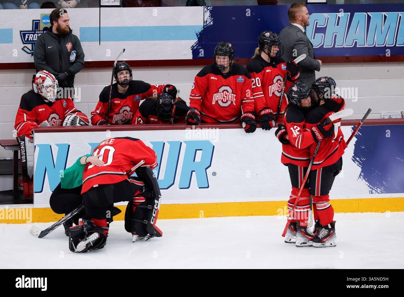 MINNEAPOLIS, MN - MARCH 23: Ohio State Buckeyes look on after losing ...