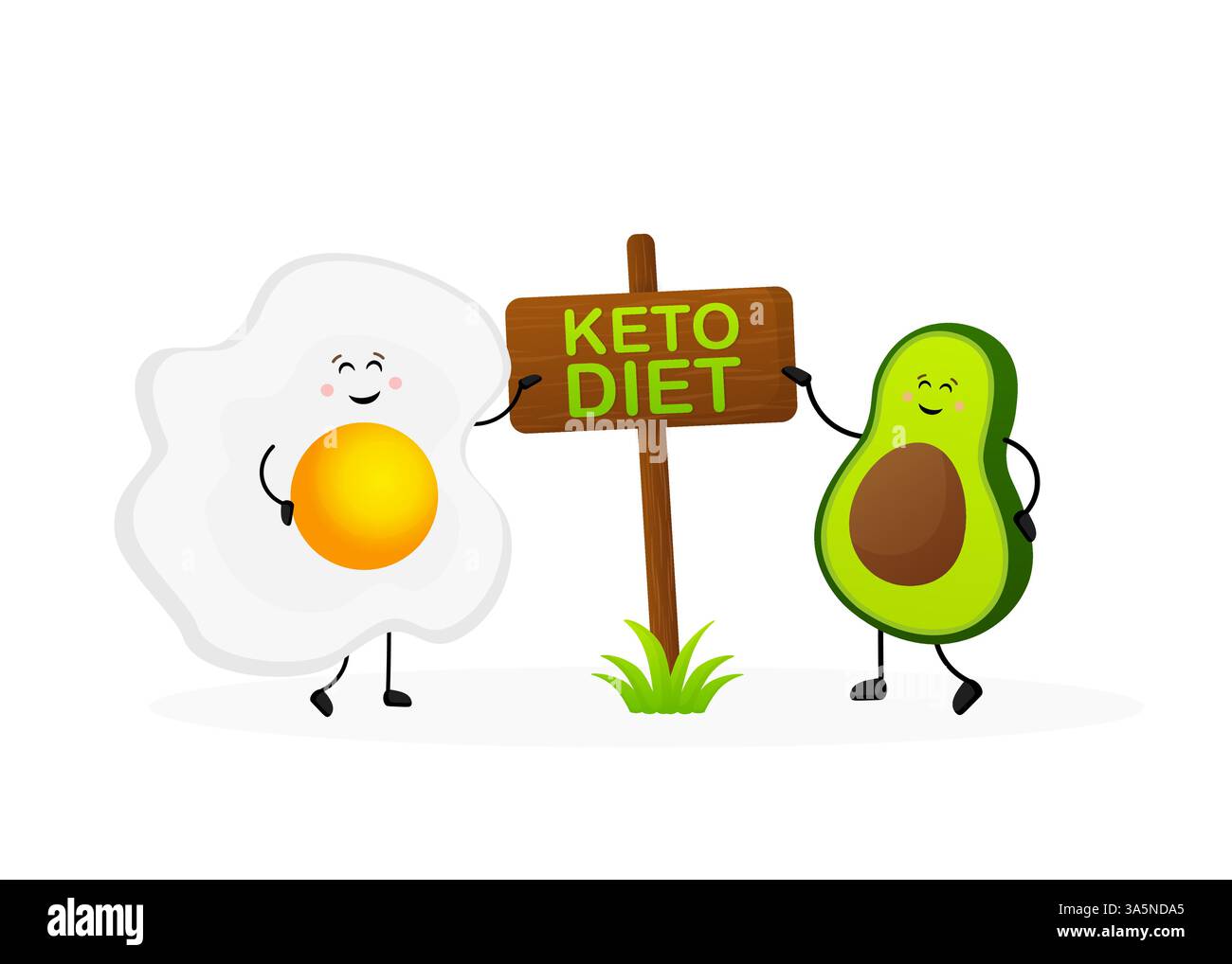 Keto diet concept in cartoon style. Isolated vector illustration. White ...