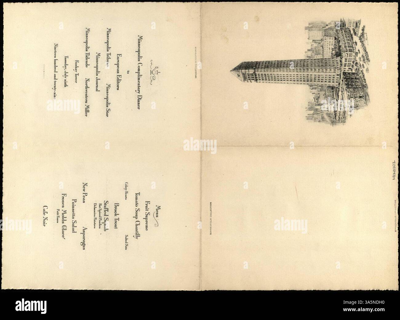 Featuring a detailed course list including appetizers hi-res stock ...