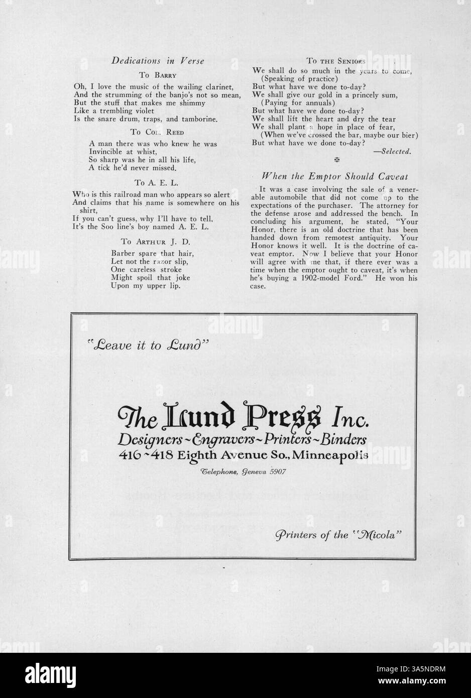 This 1925 yearbook from the Minnesota College of Law, Micola, captures ...