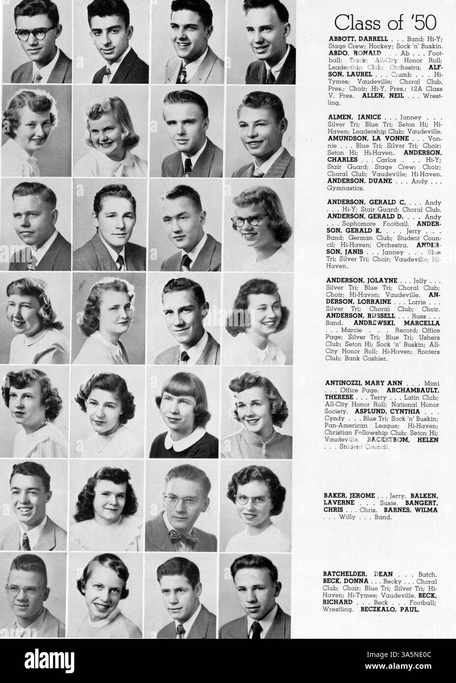 The 1950 edition of the 'Wizard' Yearbook from Edison High School ...