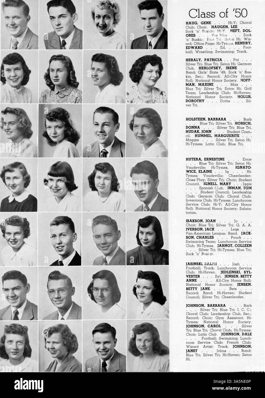 The 'Wizard' Yearbook from Edison High School (1950) records the key ...