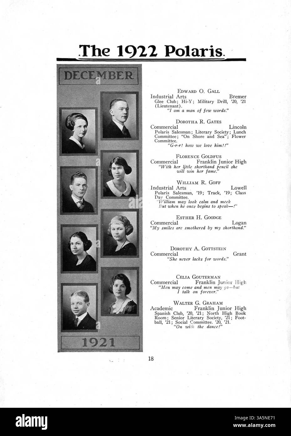This 1921-1922 North High School yearbook, titled 'Polaris', documents the students, teachers ...