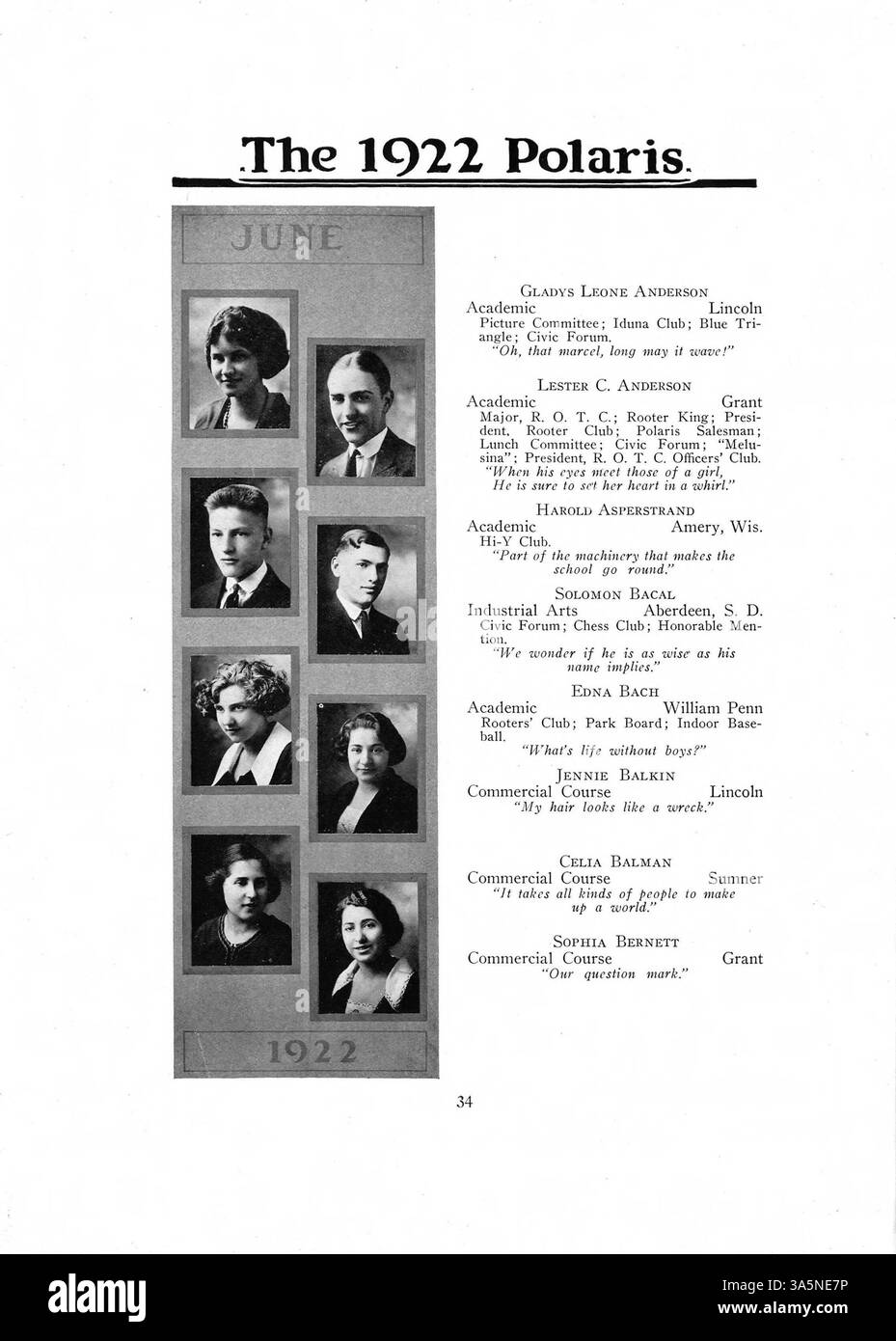 The 1921-1922 'Polaris' yearbook from North High School features students, teachers, clubs ...