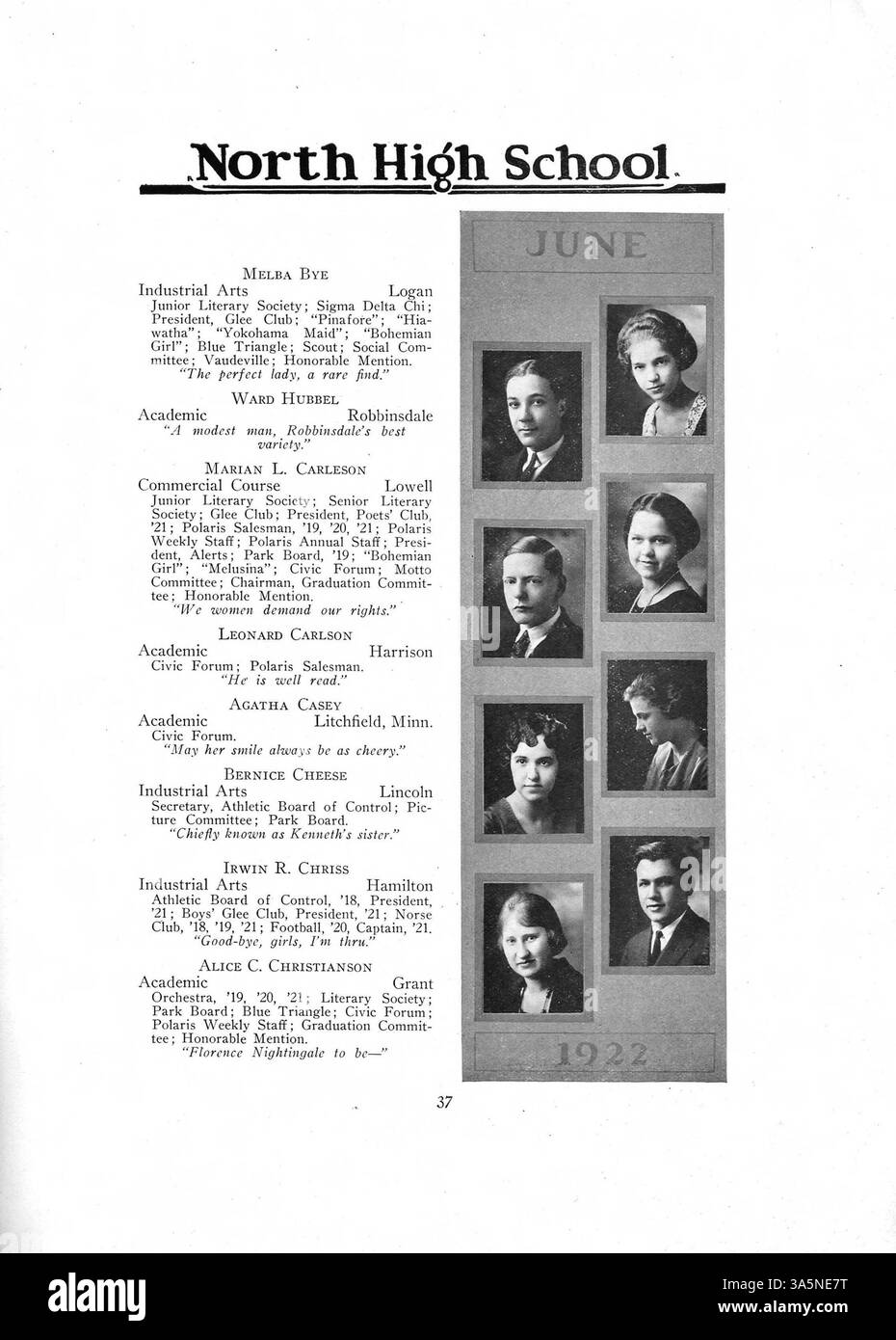The 1921-1922 'Polaris' yearbook from North High School records students, teachers, clubs ...
