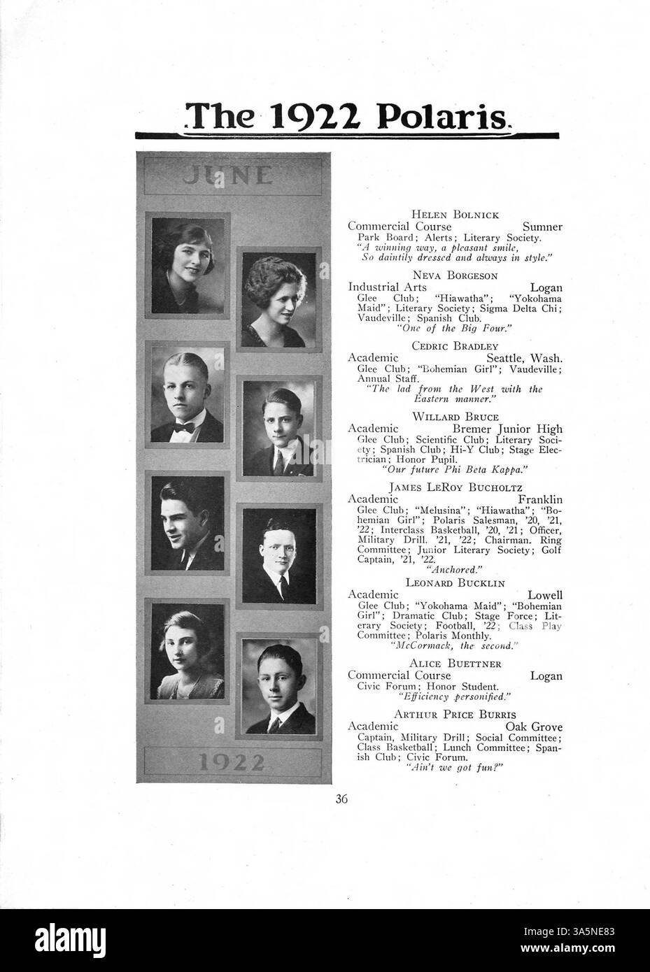 The 1921-1922 'Polaris' yearbook from North High School documents students, teachers, clubs ...