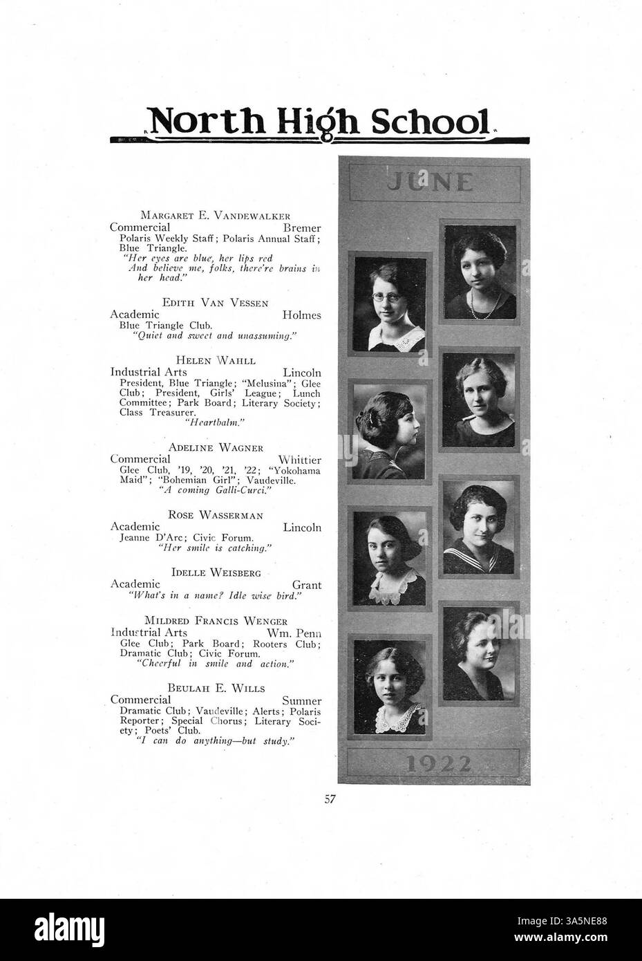The 1921-1922 'Polaris' yearbook from North High School provides a record of students, teachers ...