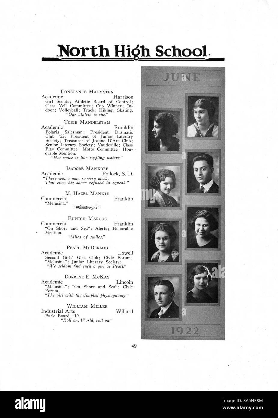 The 1921-1922 'Polaris' yearbook from North High School highlights the academic year’s students ...