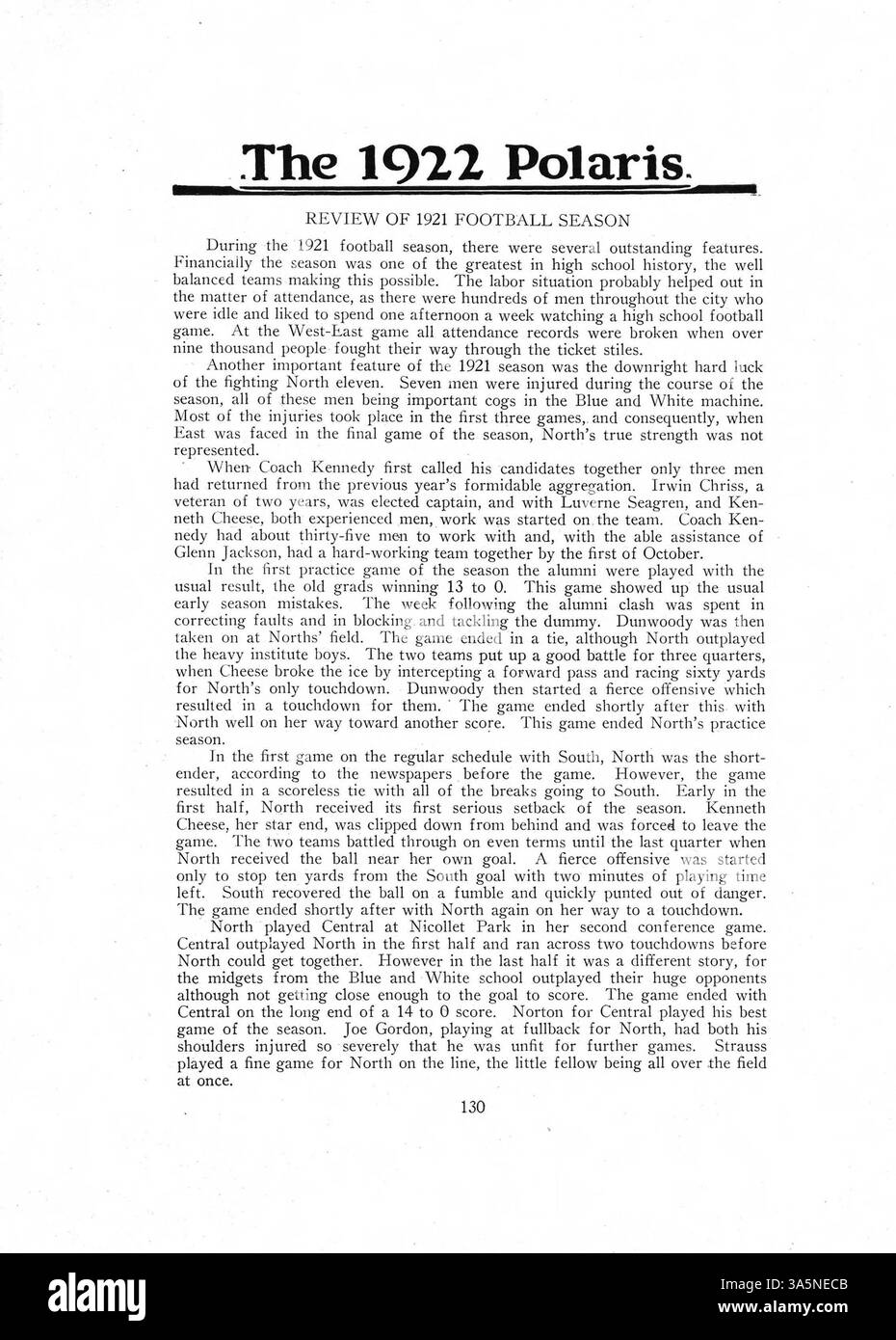 The 1922 Polaris Yearbook from North High School documents the events ...