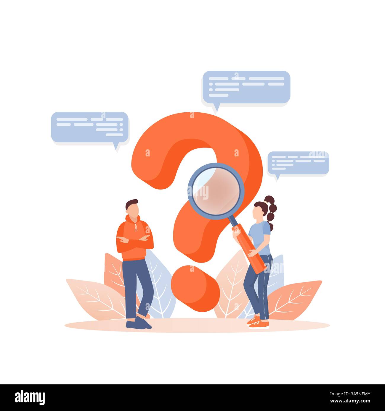 3d question people for landing page design. Flat vector illustration ...