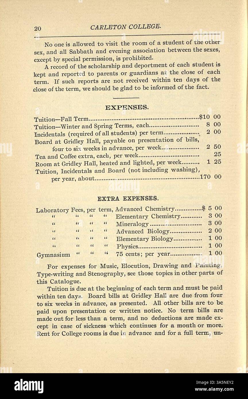 The 1893-1894 catalog from Carleton College outlines courses, alumni ...