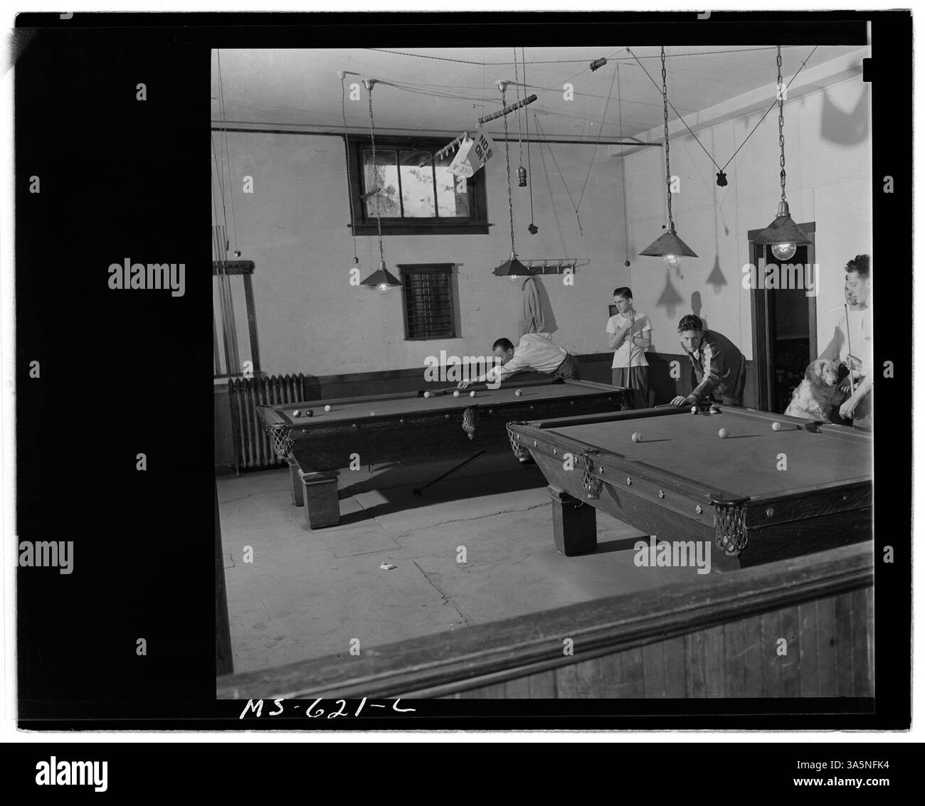 Pool tables in the recreation building at United States Fuel Company’s ...