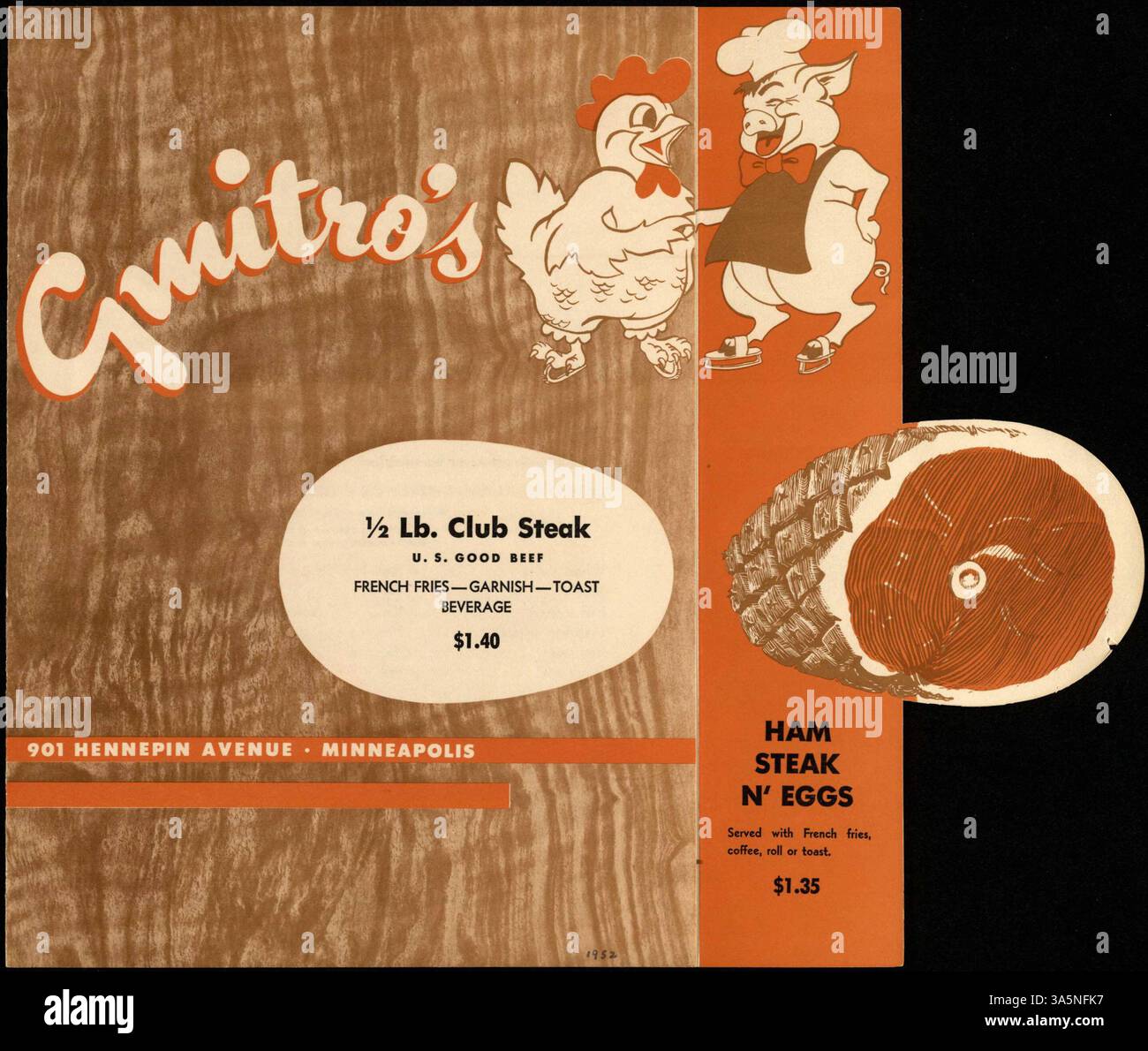 The Gmitro's Restaurant Menu features a playful bi-fold design, with ...