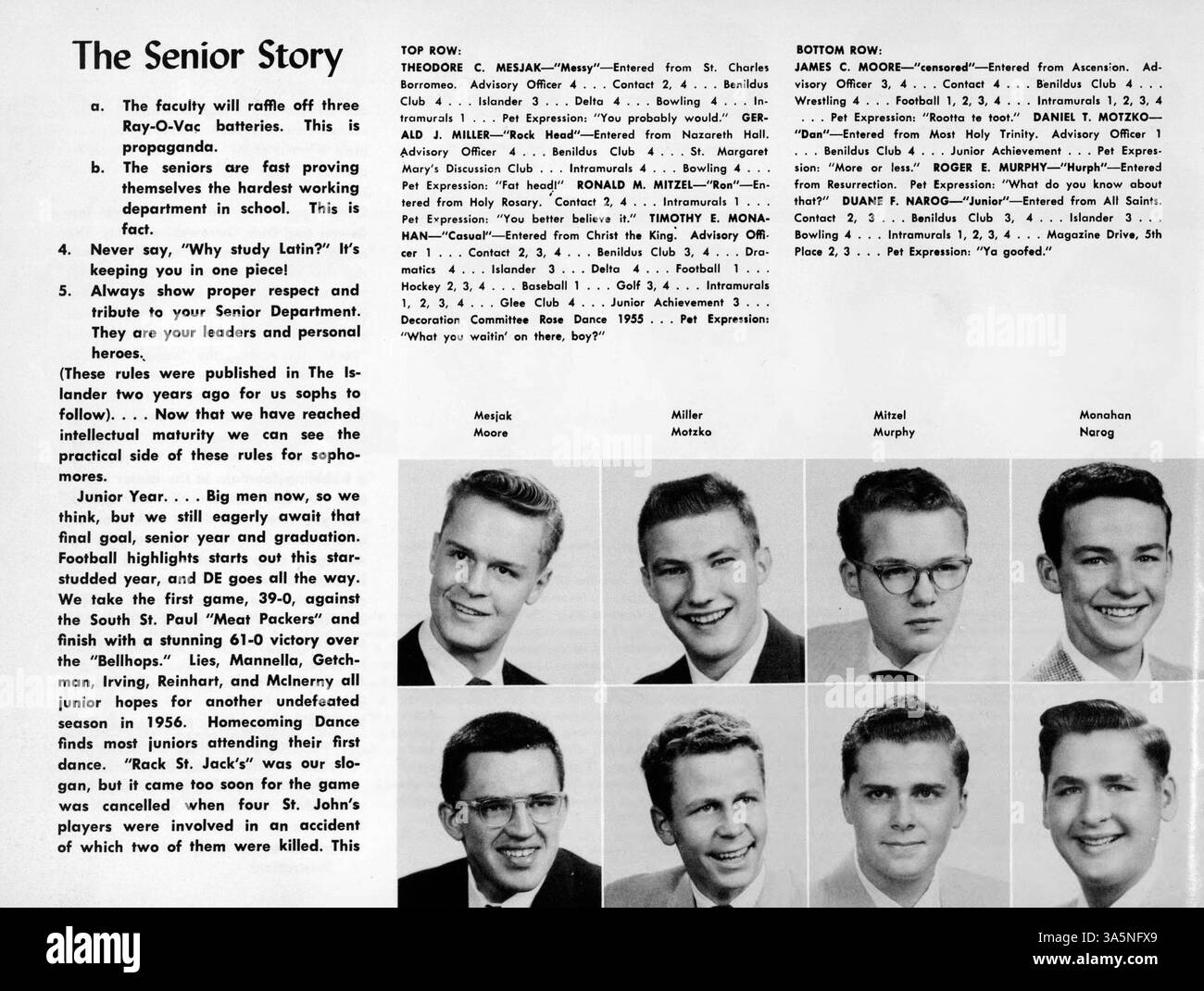 The 1956 Delta Yearbook from De La Salle High School records the 1955 ...