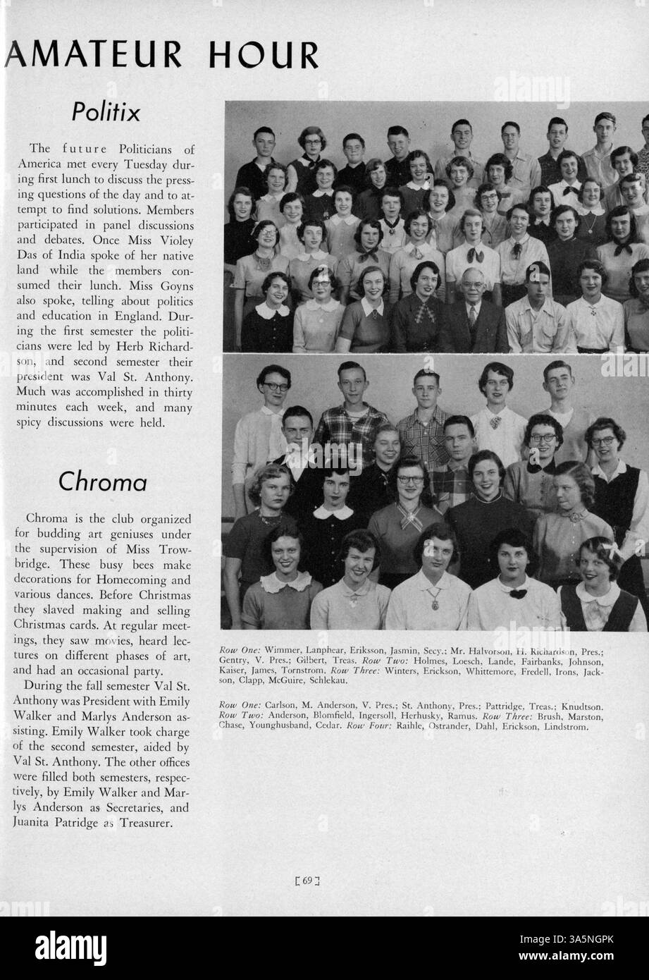 The 1952 'Wahian' Yearbook from Washburn High School captures the ...