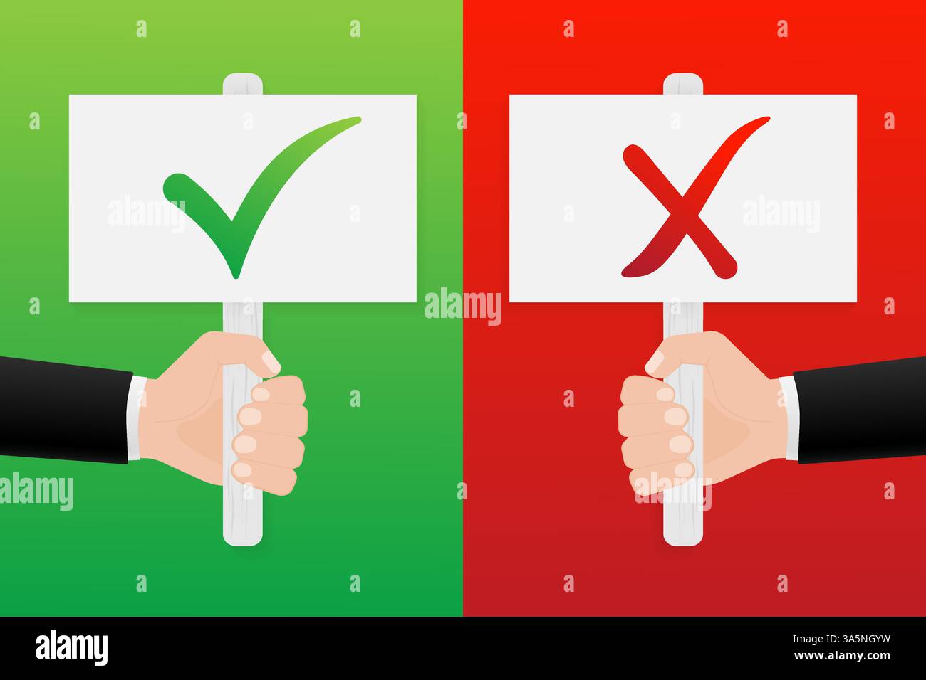 Hand holding placard yes and no. Vector stock illustration Stock Vector ...