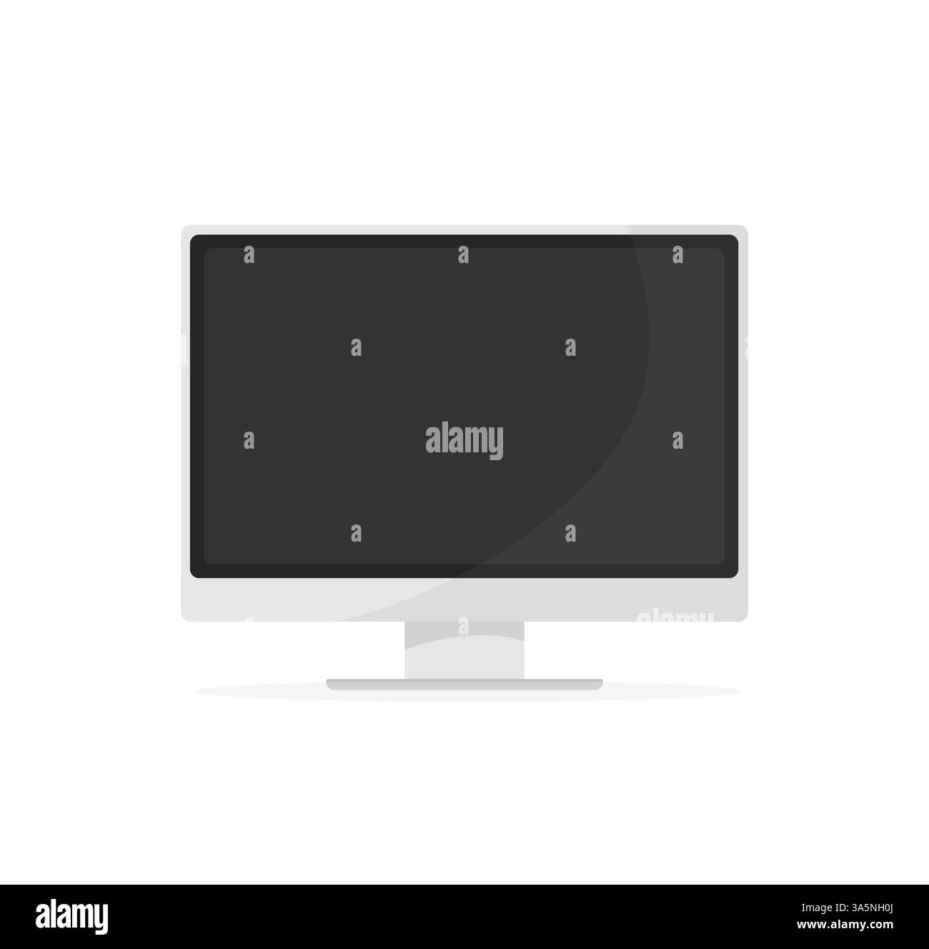 Modern flat icon with computer on white background for concept design. Open display. Realistic ...