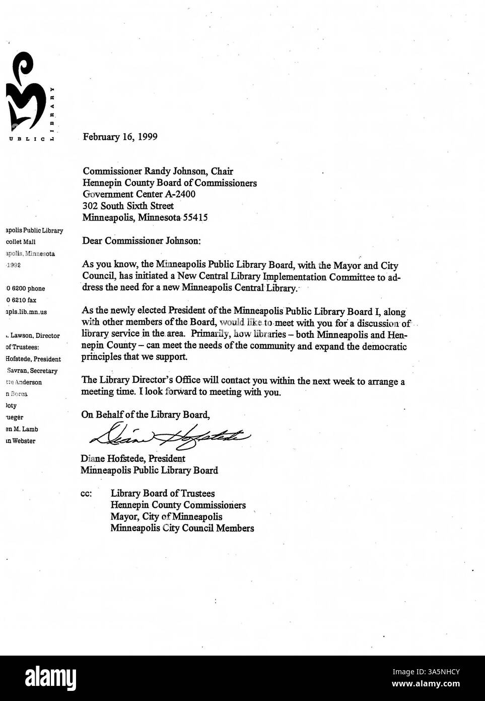 This record of the 1999 Minneapolis Public Library Board of Directors ...