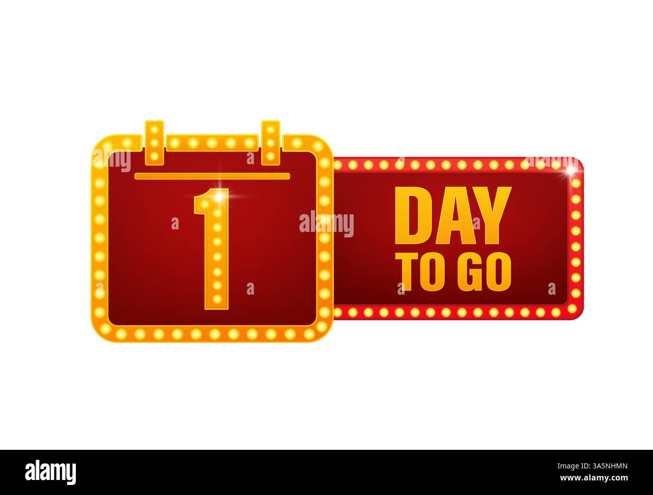 One day to go retro light on white background. Days to go light on ...