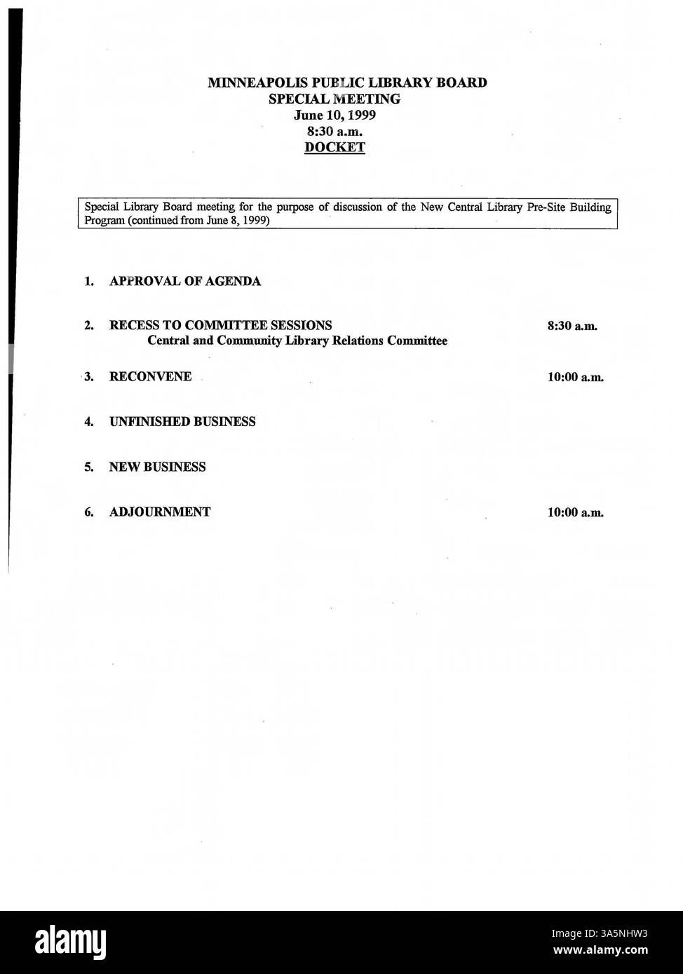 The 1999 minutes from the Minneapolis Public Library Board outline key ...